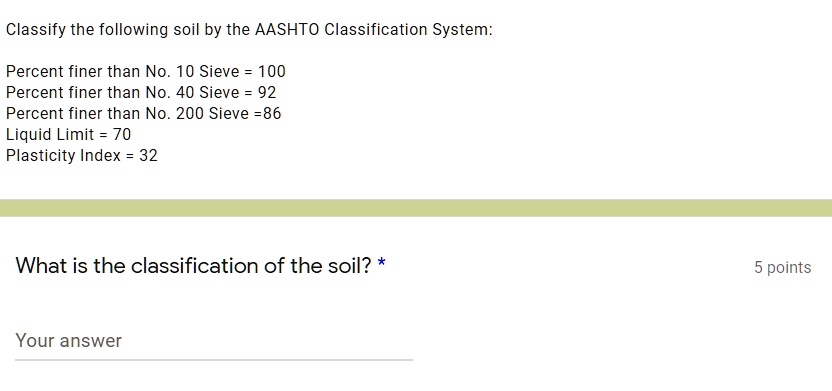 SOLVED: Classify the following soil by the AASHTO Classification System ...