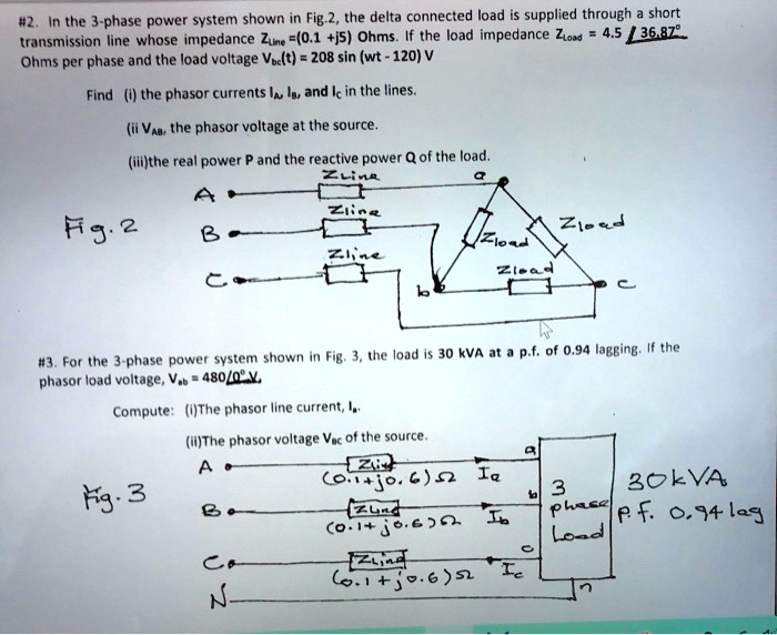 #2. In the 3-phase power system shown in Fig.2, the delta connected ...