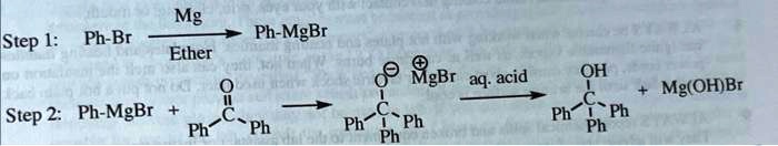 SOLVED: Text: Draw the mechanism for this Grignard reaction. Mg + Ether ...