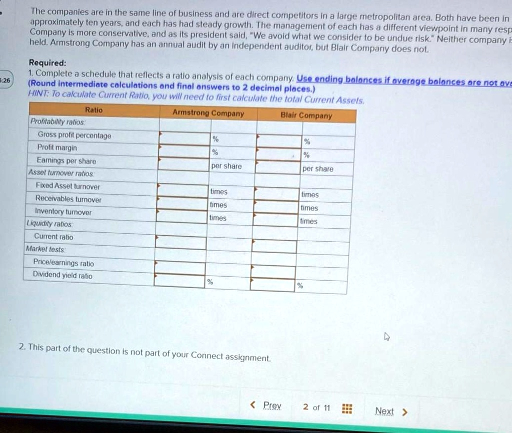 SOLVED: The financial statements for Armstrong and Blair companies for ...