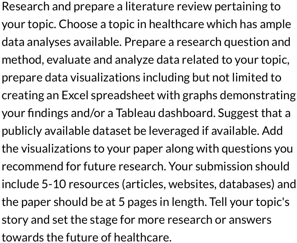 Research and prepare a literature review pertaining to your topic ...