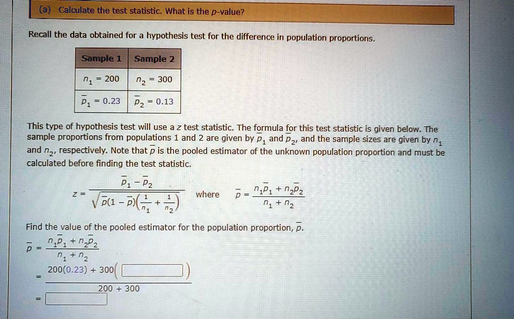 ita calculate the test statistic what is the p value recall the data ...