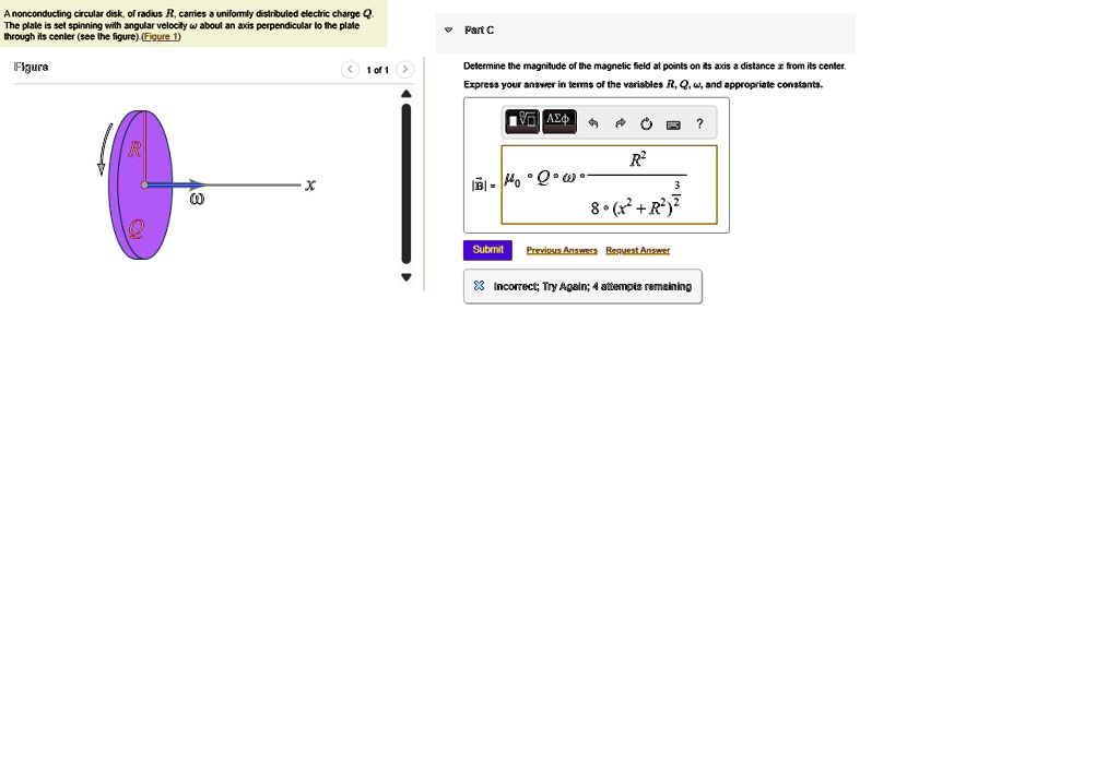 a nonconducting circular disk of radius r carries a uniformly distributed electric charge q the ...