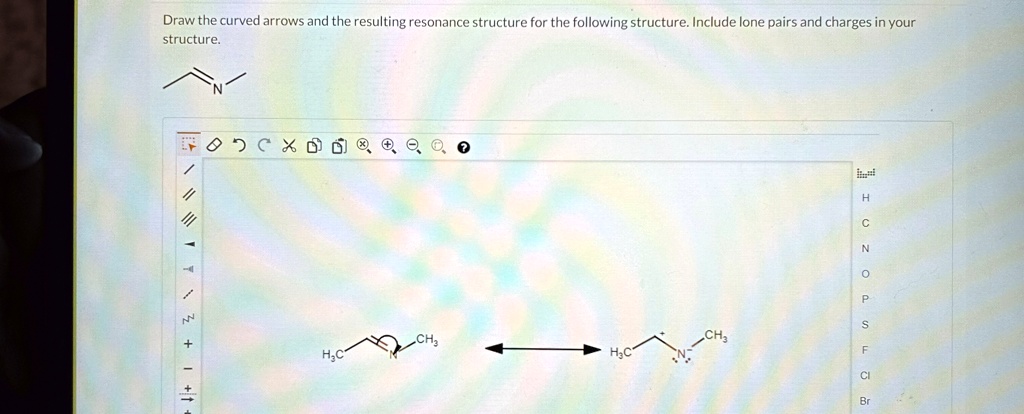 Draw the curved arrows and the resulting resonance structure for the following structure ...