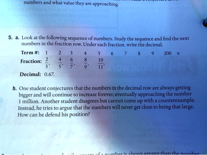 numbers and what value they are approaching a look at the following sequence of numbers study ...