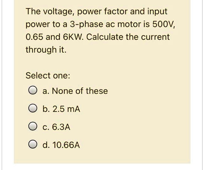 SOLVED: The voltage, power factor, and input power to a 3-phase AC ...