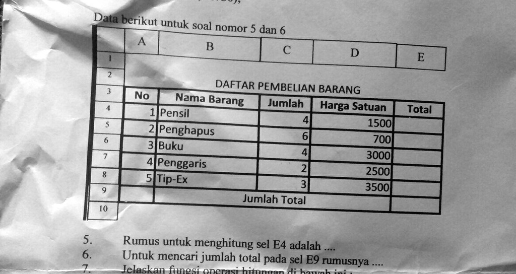 SOLVED: cara menghitung sel sel pada microsft excel Data berikut untuk ...