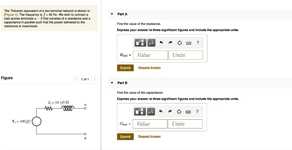 SOLVED: The Thevenin equivalent of a two-terminal network is shown in ...