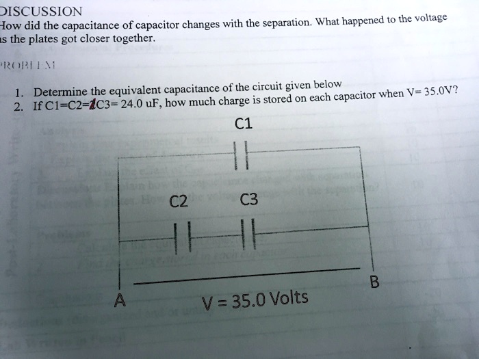 SOLVED: Discussion: How does the capacitance of a capacitor change with the separation? What ...