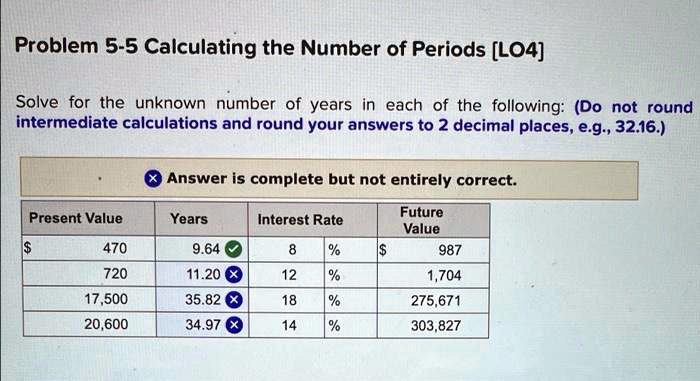 SOLVED: Problem 5-5 Calculating the Number of Periods [LO4] Solve for ...