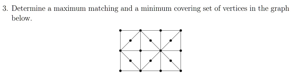 SOLVED:3 Determine a maximum matching and minimum covering set of vertices in the graph below.