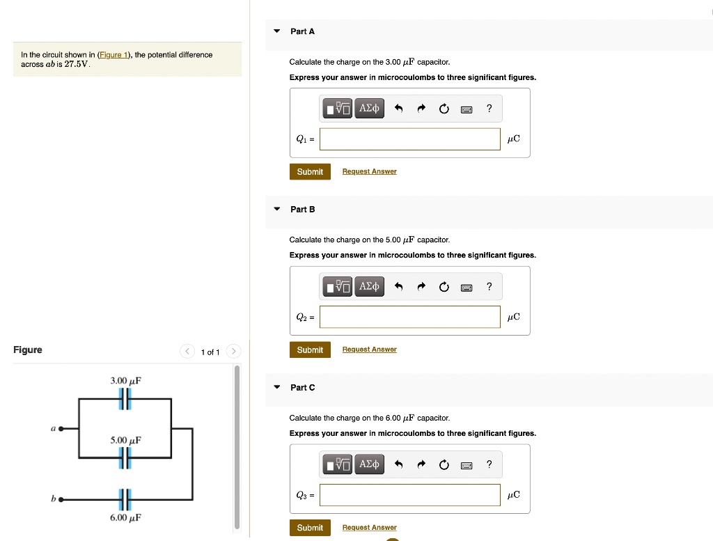 SOLVED: Part A In the circuit shown in (Figure 1), the potential ...