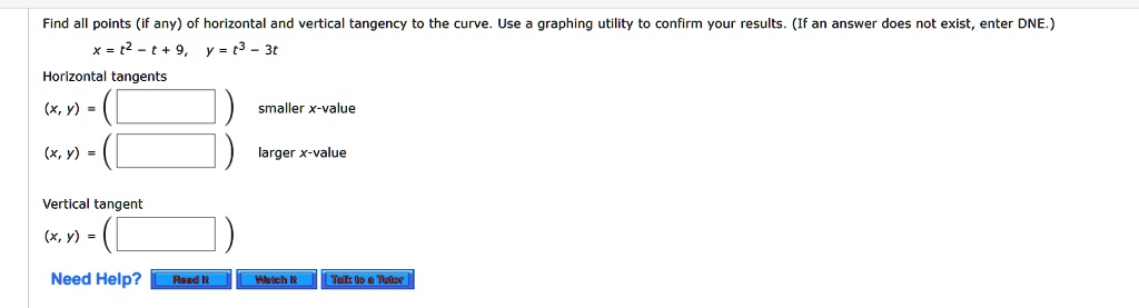 find all points if any of horizontal and vertical tangency to the curve use graphing utility to ...