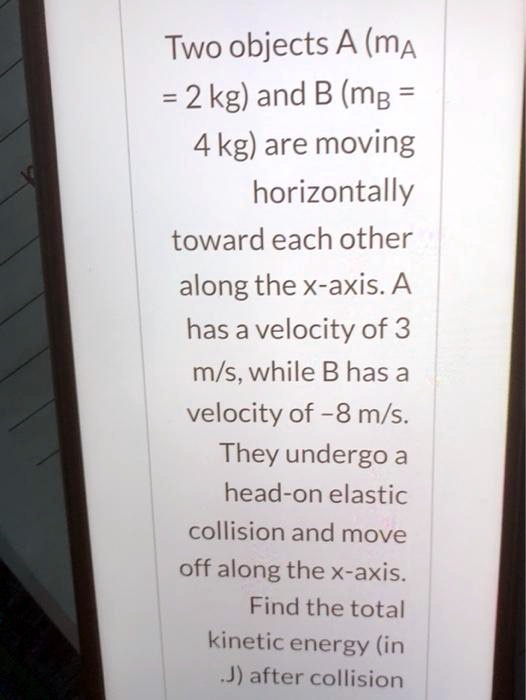 Solved Two Objects A Ma 2kg And B Mb 4kg Are Moving Horizontally