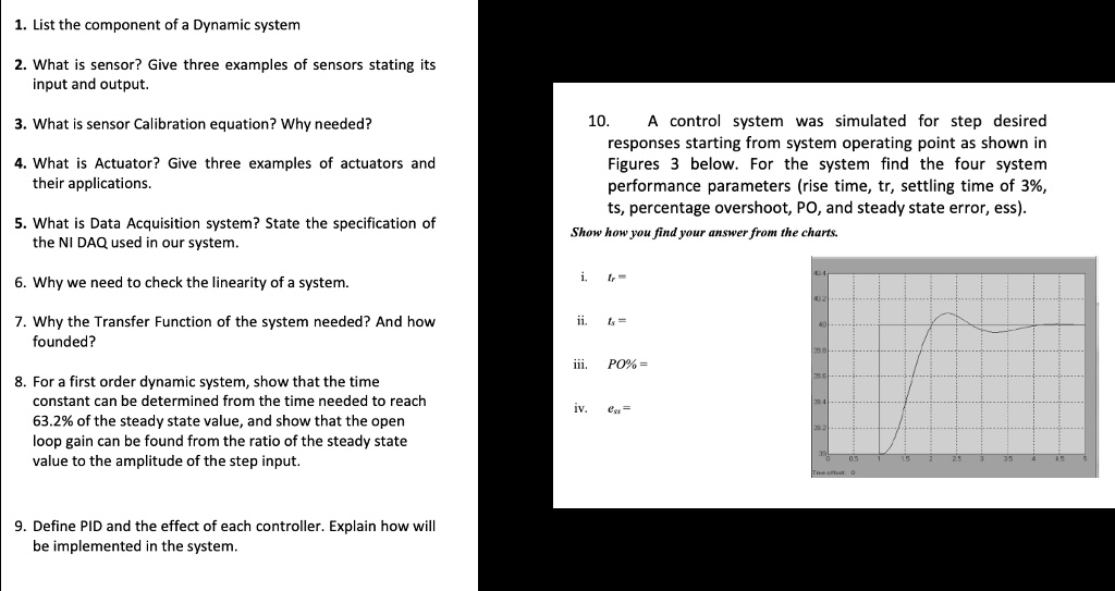 SOLVED: 1. List the components of a Dynamic system. What is a sensor? Give three examples of ...