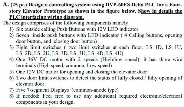 Design a controlling system using DVP-60ES Delta PLC for a Four-story Elevator Prototype as ...