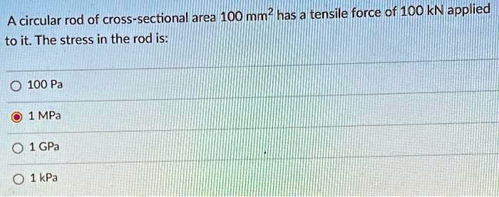 A circular rod of cross-sectional area 100 mmÂ² has a tensile force of ...