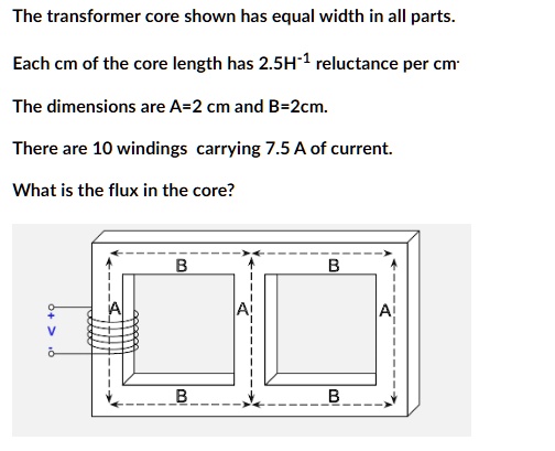 SOLVED: The transformer core shown has equal width in all parts. Each ...