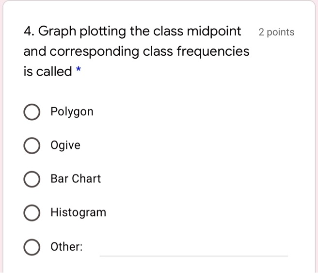 SOLVED: 4 Graph plotting the class midpoint 2 points and corresponding ...