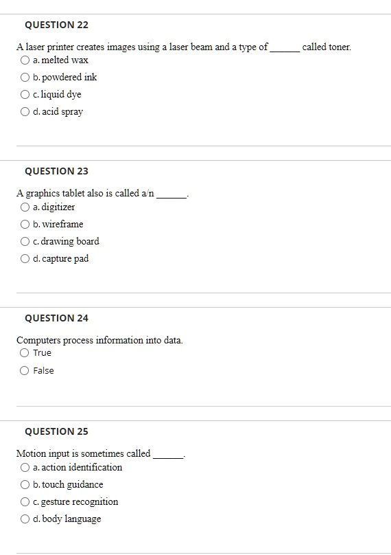 SOLVED: Texts: QUESTION 22 A laser printer creates images using a laser ...