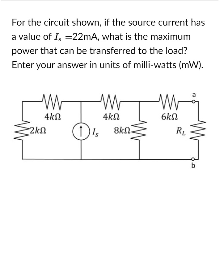 SOLVED: For the circuit shown, if the source current has a value of Is ...