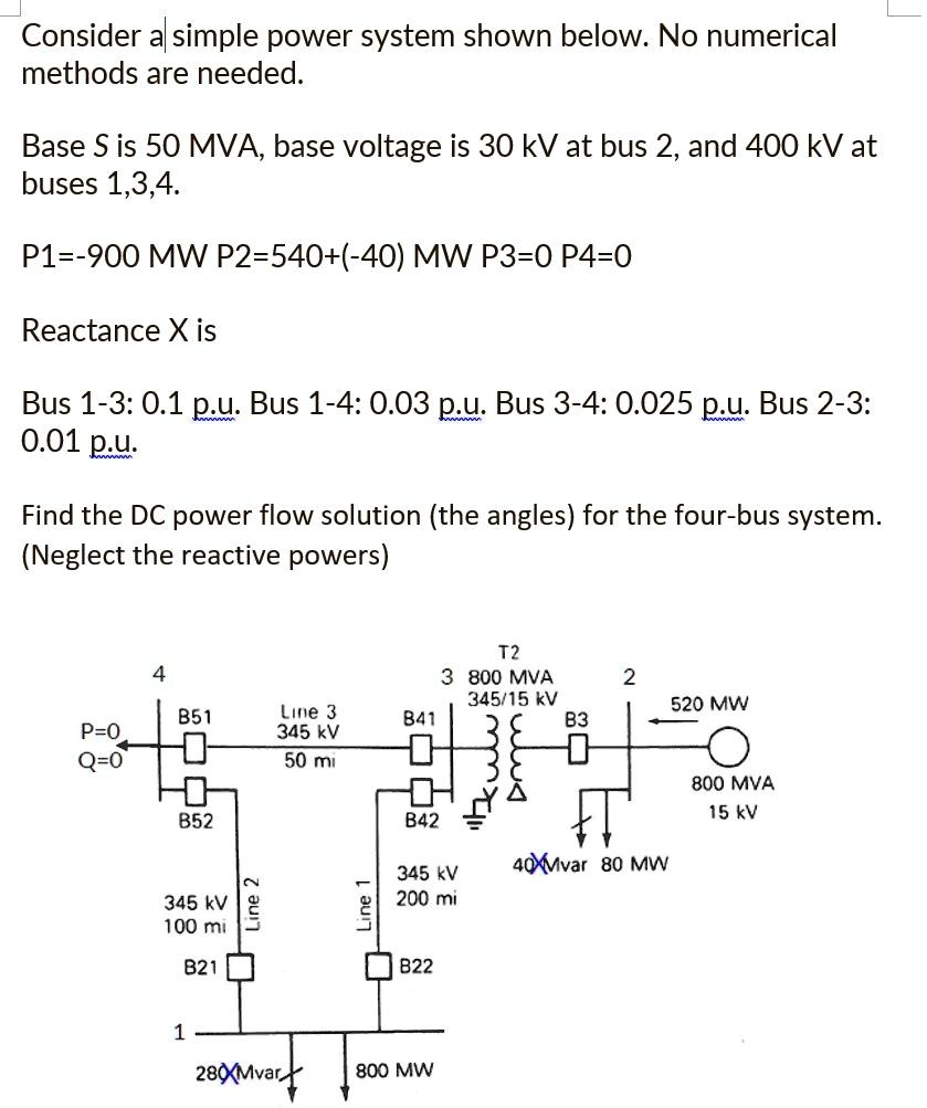 SOLVED: Consider a simple power system shown below. No numerical methods are needed. Base S is ...