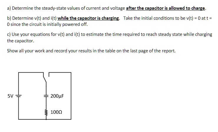 SOLVED: a) Determine the steady-state values of current and voltage ...