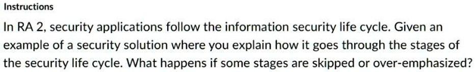 [GET ANSWER] Instructions In RA 2, security applications follow the ...