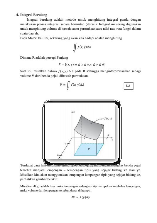 4. Integral Berulang Integral berulang adalah metode untuk menghitung ...