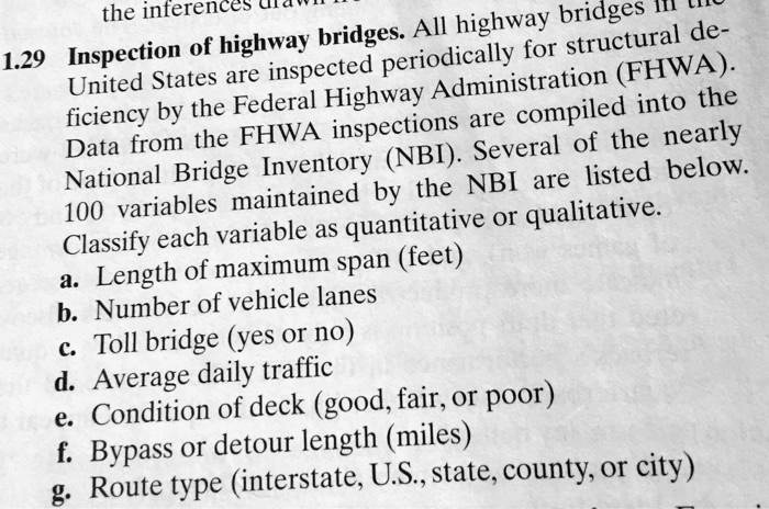 SOLVED: The inferences Q 4 bridges F bridges. All highway structural de ...