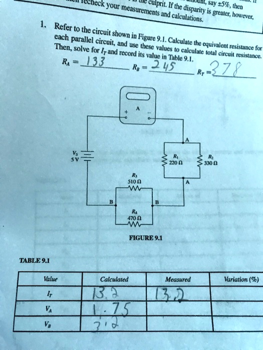 1. Refer to the circuit shown in Figure 9.1. Calculate the equivalent resistance for each ...