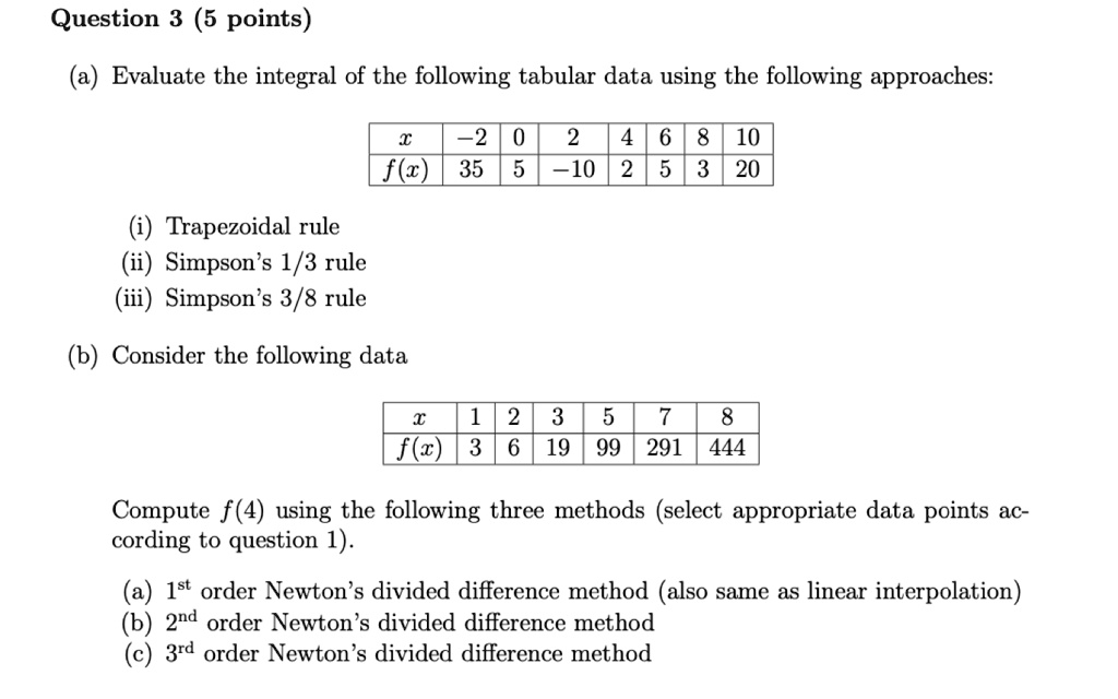 SOLVED:Question 3 5 points) Evaluate the integral of the following ...