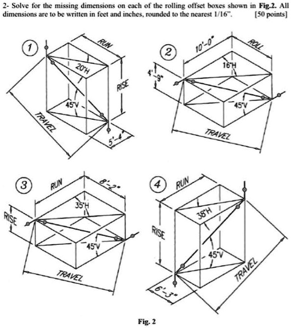 SOLVED: Solve for the missing dimensions on each of the rolling offset ...