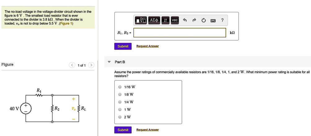 The no-load voltage in the voltage-divider circuit shown in the figure ...