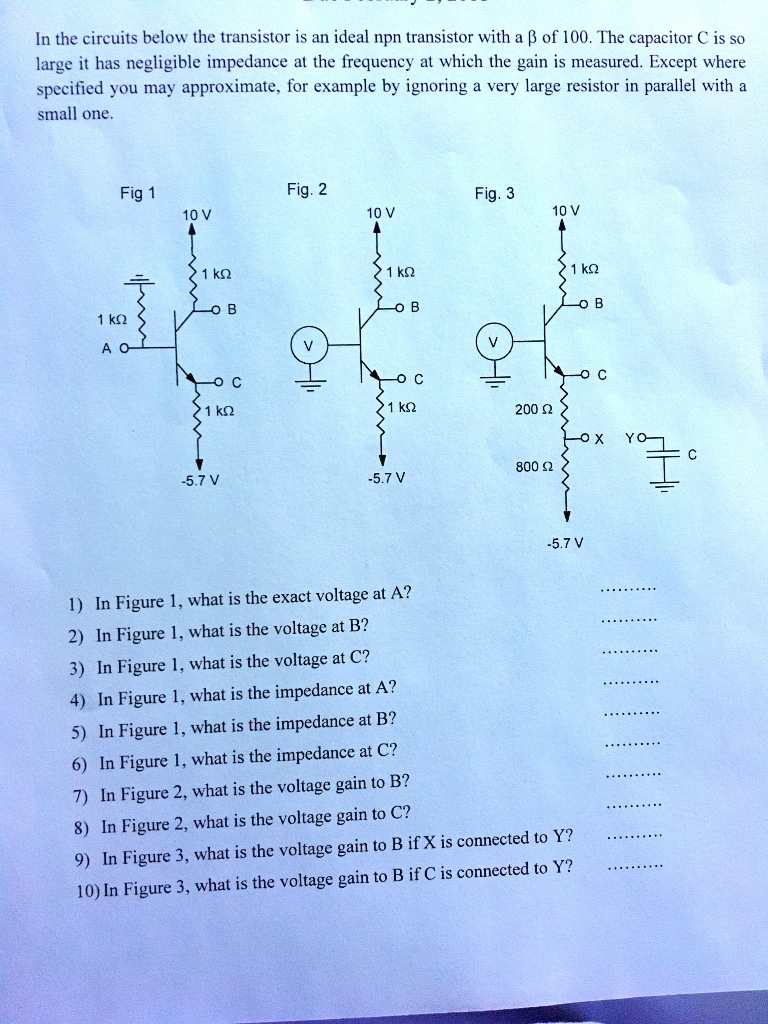 SOLVED: In the circuits below, the transistor is an ideal NPN ...