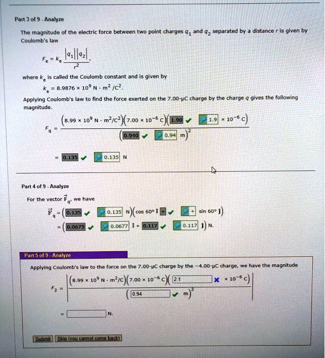 paut ot 9 analyze the magnitude of the electric force between two point ...