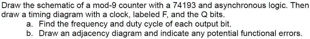 SOLVED: Text: Draw the schematic of a mod-9 counter with a 74193 and ...