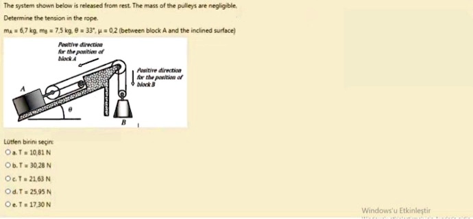 SOLVED: The system shown below is released from rest The mass of the pulleys are negligible ...