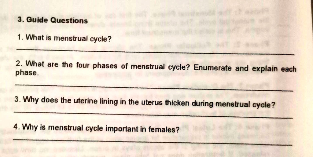 'pa answer po please 3 . Guide Questions What is menstrual cycle? 2 ...