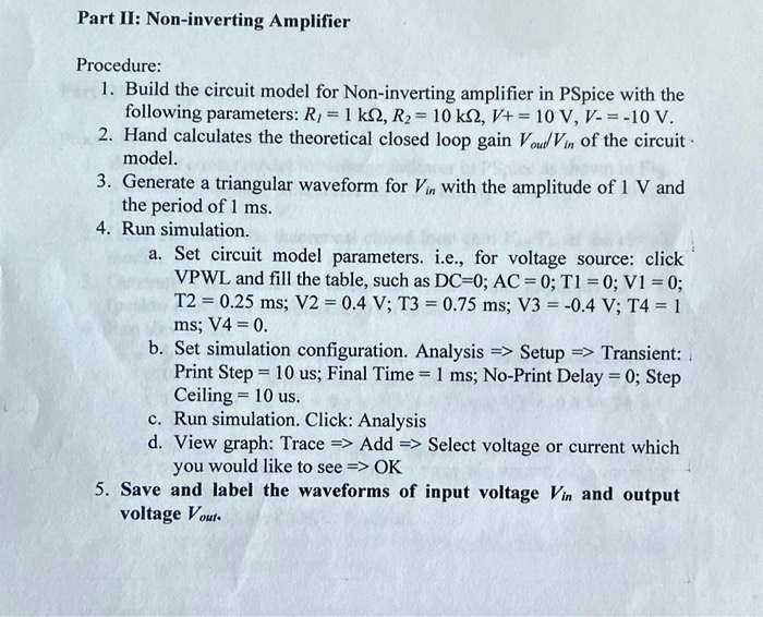 VIDEO solution: Part I: Non-inverting Amplifier Procedure: Build the circuit model for a Non ...