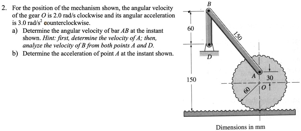 for the position of the mechanism shown the angular velocity of the ...