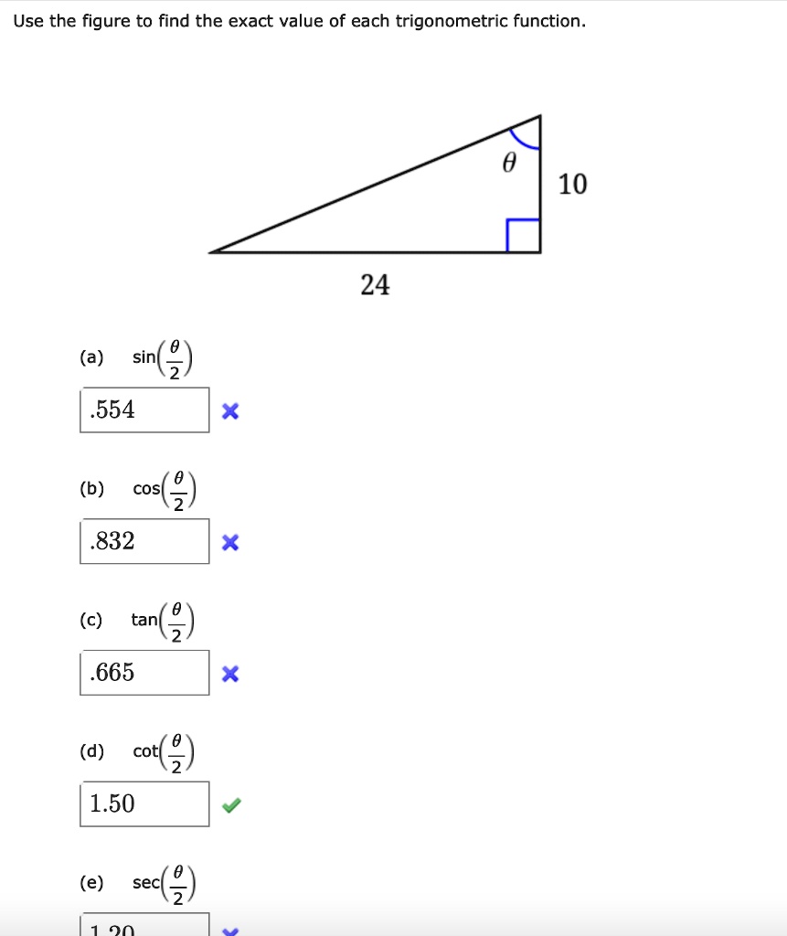 SOLVED: Use the figure to find the exact value of each trigonometric ...