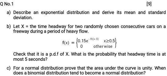 qno1 9 mean and standard describe an exponential distribution and ...