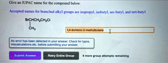 give an iupac name for the compound below accepted names for branched ...
