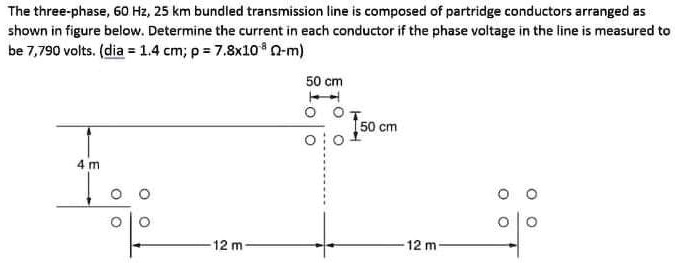 SOLVED: The three-phase 60 Hz, 25 km bundled transmission line i5 ...