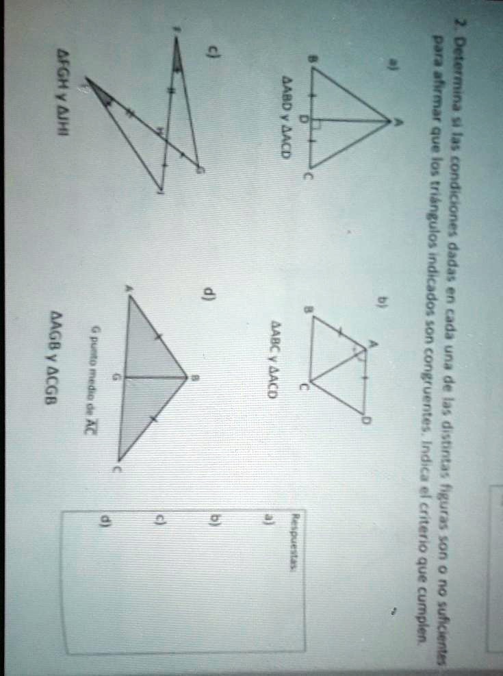 SOLVED: determina si las condiciones dadas en cada una de las distintas ...