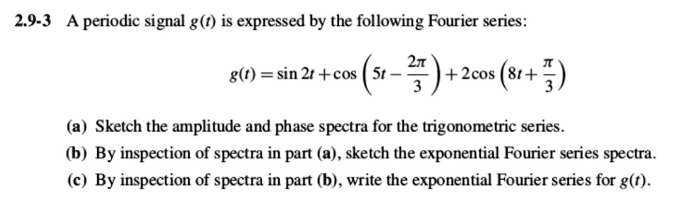 SOLVED: 2.9-3A periodic signal g(t) is expressed by the following ...