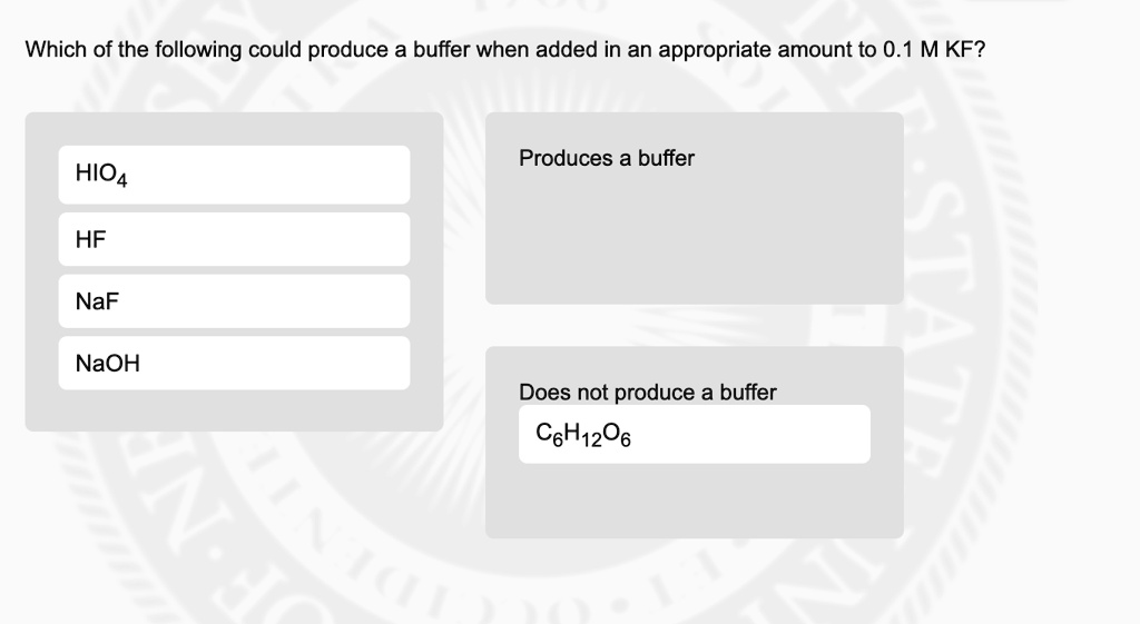 which of the following could produce a buffer when added in an appropriate amount to 01 m kf ...