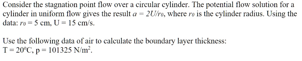 Consider the stagnation point flow over a circular cylinder. The ...