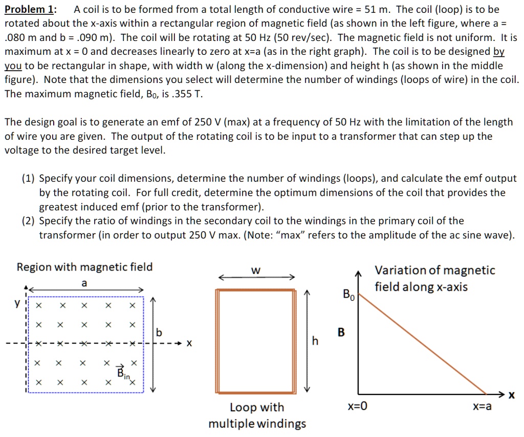 Problem 1: A coil is to be formed from a total length of conductive ...